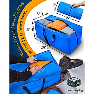 Raydior Heavy Duty Moving bags Storage Totes 4PCS| Extra Large Blue Packing Bags Backpack Straps Strong Handles & Zippers| College Moving, Laundry bags, Alternative to Moving Box