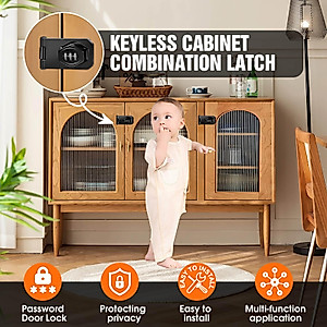 Cabinet Hasp Locks with Code,Drawer Cupboard Door Combination Lock,Locker Keyless Lock,Privacy Password Lock for Small Doors, Cabinets, Barn Door, Bathroom, Mailbox, Pet Doors(Black 3‘’)