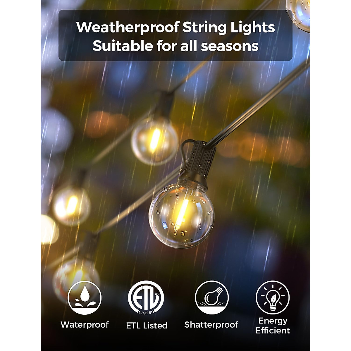 XMCOSY+ Patio Lights, Smart Outdoor String Lights 50Ft, G40 Globe Patio Lights with 25 Dimmable LED Bulbs, APP Control, Work with Alexa, Connectable Waterproof LED Outdoor Lights for Patio Porch