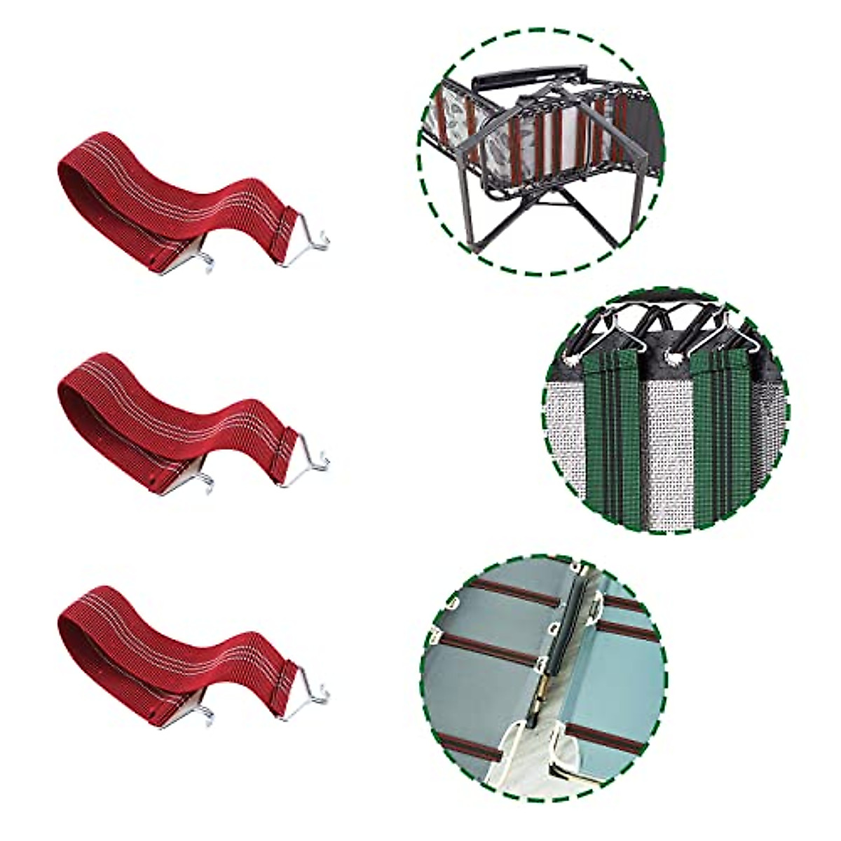 Curqia 3pcs Zero Gravity Chair Accessories Thicken Fabric Reclining Chair Reinforcement Belt Replacement, Red