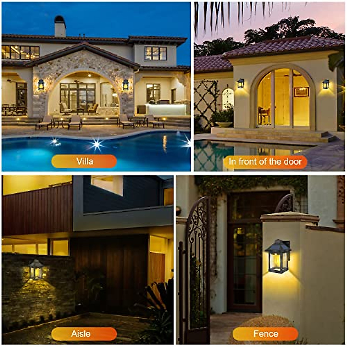 INDARUN Solar Wall Lantern Lights with 3 Modes, Solar Lights Outdoor Waterproof, Dusk to Dawn Motion Sensor LED Wall Sconce, Porch Barn Light, Warm White Lighting for Garage, Yard, Patio