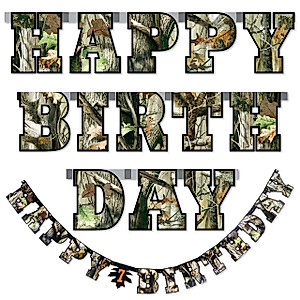 Havercamp Next Camo Happy Birthday Party Banner | 1 Count | Great for Hunter Themed Party, Camouflage, Rustic, Nature, Military, Kids Birthday Party