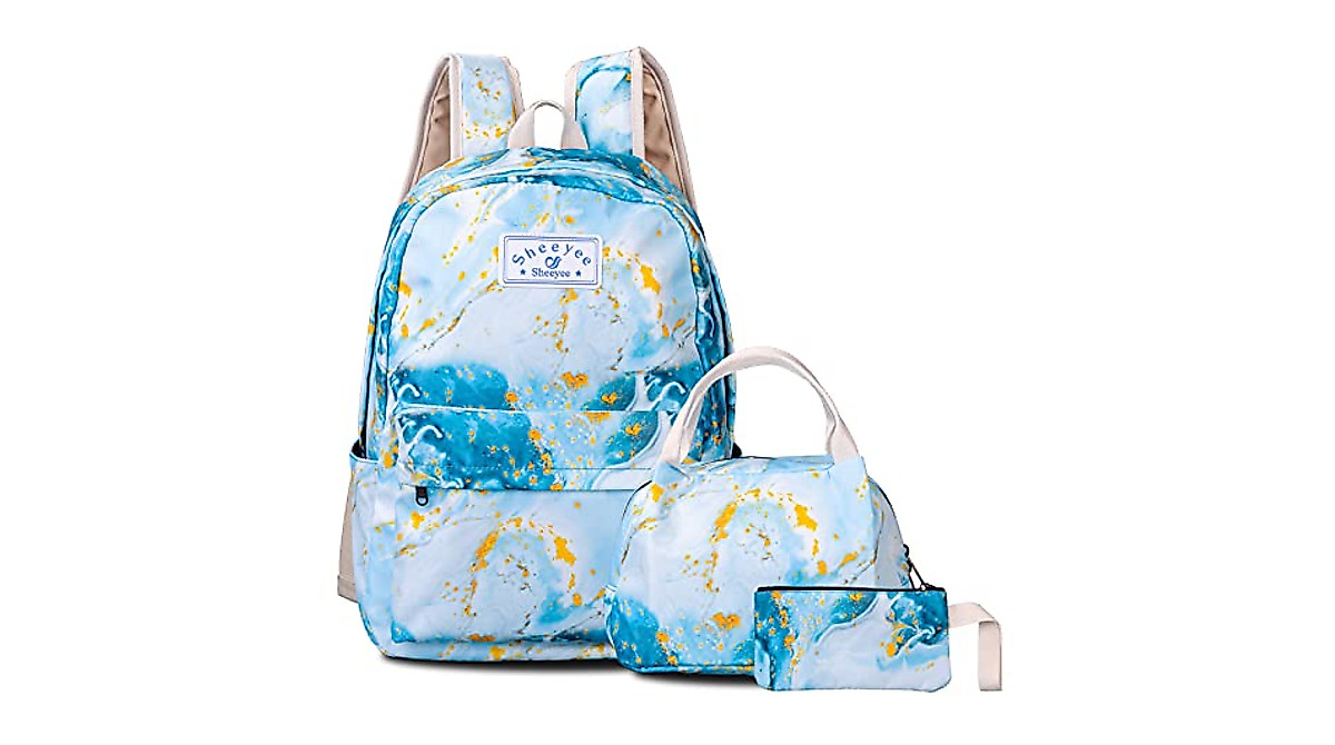 Marble Teen Girls School Backpack Set | Lunch Box, Pencil Case