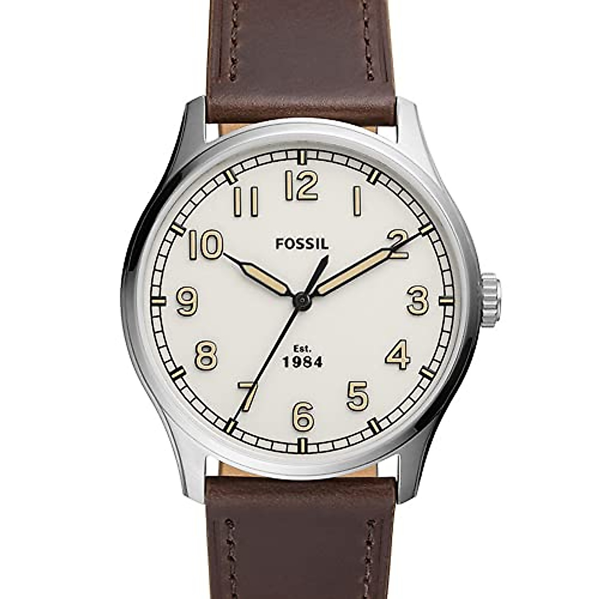 Fossil Men's Dayliner Quartz Stainless Steel and Leather Three-Hand Watch, Color: Silver, Brown (Model: FS5927)