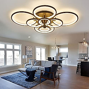 40.05inch Modern LED Ceiling Light, 8 Rings Ceiling Light Fixture,Dimmable Circle Flush Mount LED Ceiling Light for Bedroom , Dining Room, Kitchen with Remote (Medium 8 Ring/40.5x32.3x4.92in/106w)