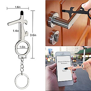 GADIEDIE 8Pcs No Touch Door Opener Tool with Stylus, Reusable Multifunctional Stylus Keychain,Button Pusher, Bottle Opener Tool, 4 Colors, Black, Gold, Silver, Rose Gold.