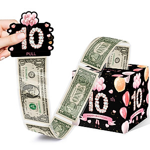 10th Birthday Surprise Gift, Happy Birthday Money Gift for Cash, 10th Birthday Gifts for Boys Girls, Birthday Party Decorations Supplies（with 35PCS Bags）