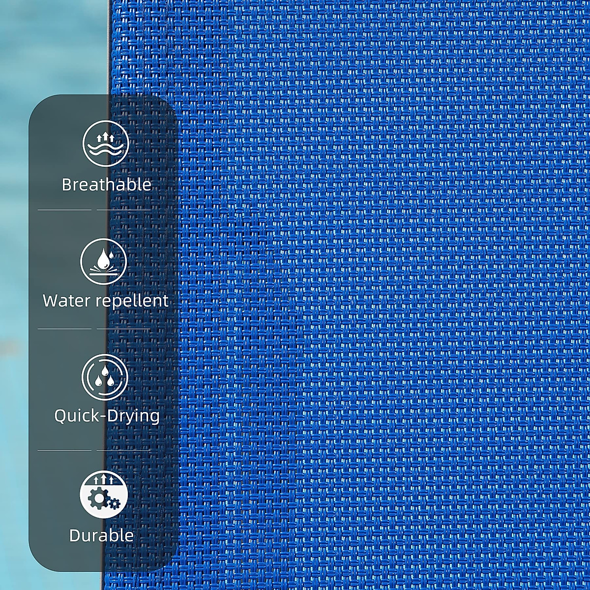 Domi Patio Chaise Lounge Set, Aluminum Pool Lounge Chairs with 5 Adjustable Position, Breathable Textilene Fabric, Sunbathing Pool Chairs with Headrest and Side Table, Blue