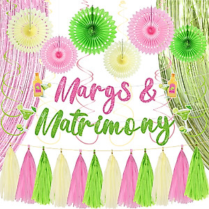 Margs and Matrimony Bachelorette Party Decorations, Margs and Margarita Bachelorette Party Supplies Decor Banner for Mexican Fiesta Wedding Bridal Shower Party