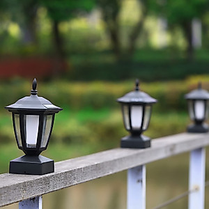 Dynaming Solar Flame Post Lights Outdoor, Solar Powered Lamps Fence Post Cap Lights, Flickering Flame LED Lantern Decorative Waterproof for Garden Deck Patio, Fit 4x4, 5x5 or 6x6 Wooden Posts, 2 Pack