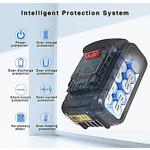 DTK 2Pack 6.0Ah Battery Replacement for Dewalt 20V Battery DCB200 DCB203 DCB204 DCB206 20V Lithium Batteries
