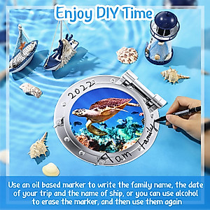 4 Pcs Cruise Door Decorations Magnetic Cruise Porthole Door Magnets Palm Tree Turtle Cruise Magnet The Sea Nature Scenery Fridge Decor for Carnival Cruise Refrigerator Car
