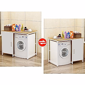 FLTRGO Over Washing Machine Storage Cabinet, Stainless Steel Bedroom Storage Rack with Door, Over-The-Toilet Storage Shelf, for Kitchen Laundry Room Living Room Restroom Bathroom (Size : 110cm)