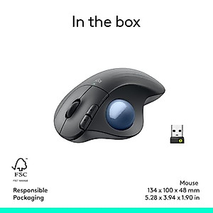 Logitech Ergo M575 Wireless Trackball for Business - Easy Thumb Control, Ergonomic Design, Secured Logi Bolt, Bluetooth, Globally Certified, Windows/Mac/Chrome/Linux - Graphite