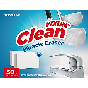 VIXUM CLEAN Miracle Eraser Original Cleaning Pads, White, Shoe, Kitchen, Bathroom and Shower Cleaner, 50 Count
