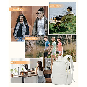 suradar Laptop Backpack for Women,Waterproof Backpack Purse Womens Business Computer Work Backpack Casual Daypacks University Backpacks Fits 15.6 Inch Laptop Bag Beige