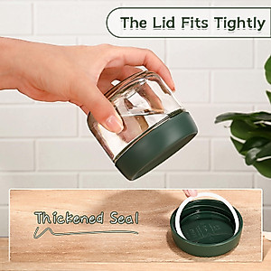 DIMBRAH 10oz Glass Jars with Lids - Set Of 4, Overnight Oats Containers with Lids, Practical Oatmeal Container to Go, Chia Seed Pudding Jars, with Spoon and Marker