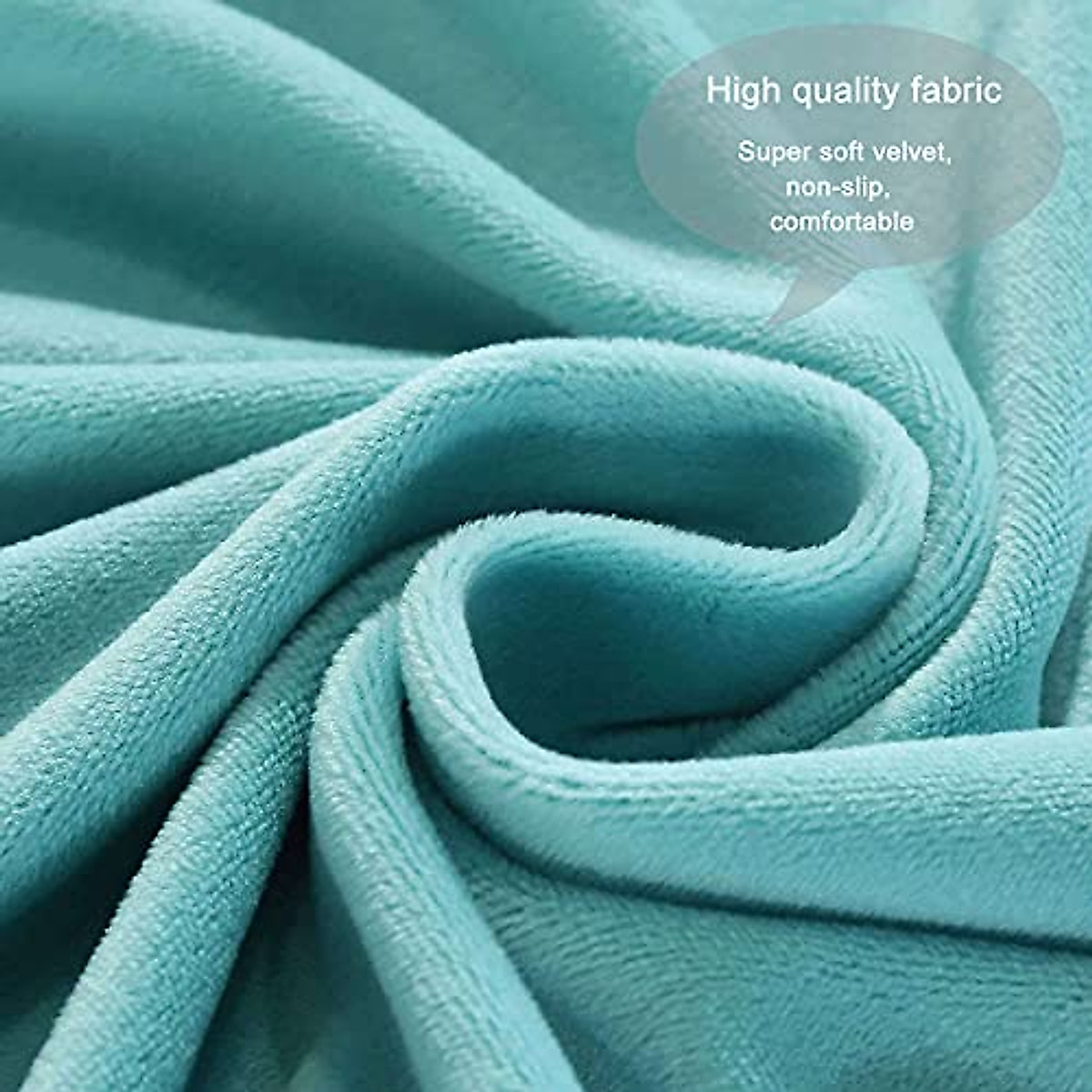 TVPFM Velvet Stretch Sectional Couch Covers, 2 Pieces L Shaped Sofa Cover with 2 Pillowcases Super Soft Universal Sofa Cover for Living Room Pets-Light Blue-4 Seater+4 Seater