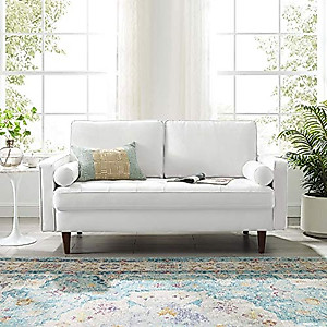 Modway Valour Performance Velvet Loveseat, White Valour Performance Velvet Loveseat