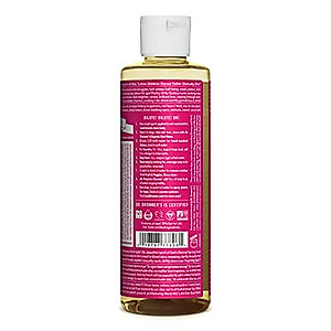 Dr. Bronner's - Pure-Castile Liquid Soap (Rose, 8 ounce) - Made with Organic Oils, 18-in-1 Uses: Face, Body, Hair, Laundry, Pets and Dishes, Concentrated, Vegan, Non-GMO