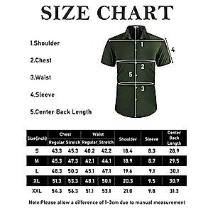 ATFORNA Men's Dress Shirt Slim fit Button Down Shirts Summer Short Sleeve Blouses Tops Men Clothes Green