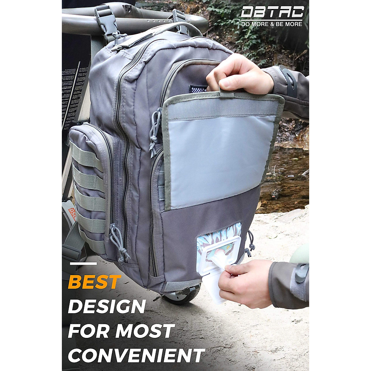 Diaper Bag Backpack for Dad, DBTAC Large Baby Nappy Bag for Men w/Changing Mat, Insulated+Wipe Pockets, Stroller Straps, Grey