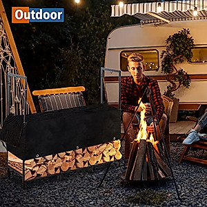 KULAMOON Firewood Racks Outdoor with Cover, 4FT Heavy Duty Wood Rack for Firewood, Firewood Storage Logs Rack with Cover for Fireplace Patio Deck, Indoor/Outdoor Wood Rack for Firewood
