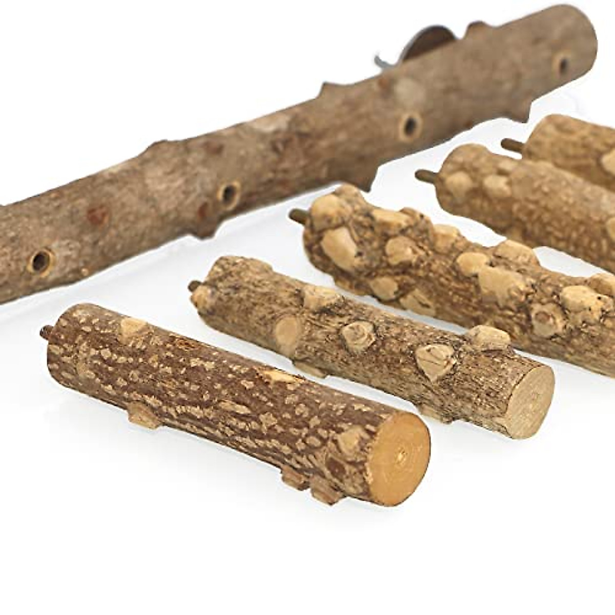 Bird Ladder Perch Cage Nature Wood Stand Parrot Chew Toy for Small Medium Parrot Animal (M)