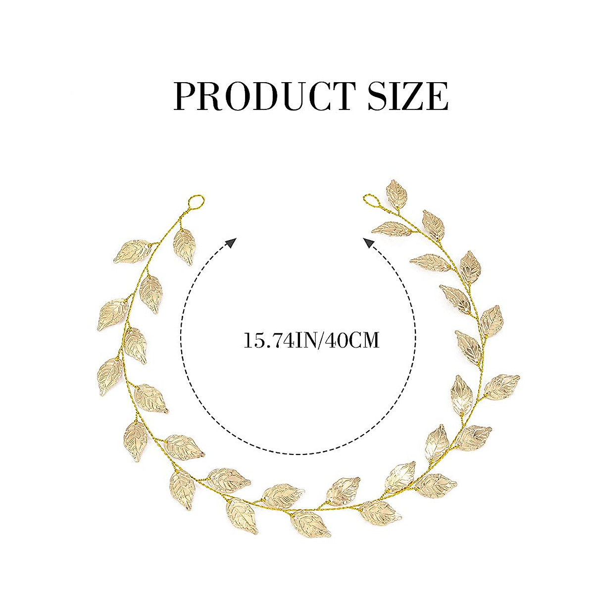 Yean Wedding Headband Gold Leaf Bridal Headpieces for Bridesmaid and Flowergirls (15.7 Inches) (Gold)