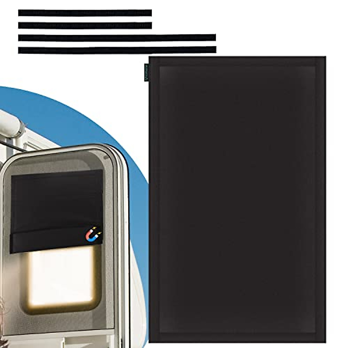 ACIMONE RV Door Window Shade Blackout, Foldable Camper Interior Door Window Cover Fits Most RV Entry Door, RV Curtain Waterproof Premium 4-Layer Oxford Fabric