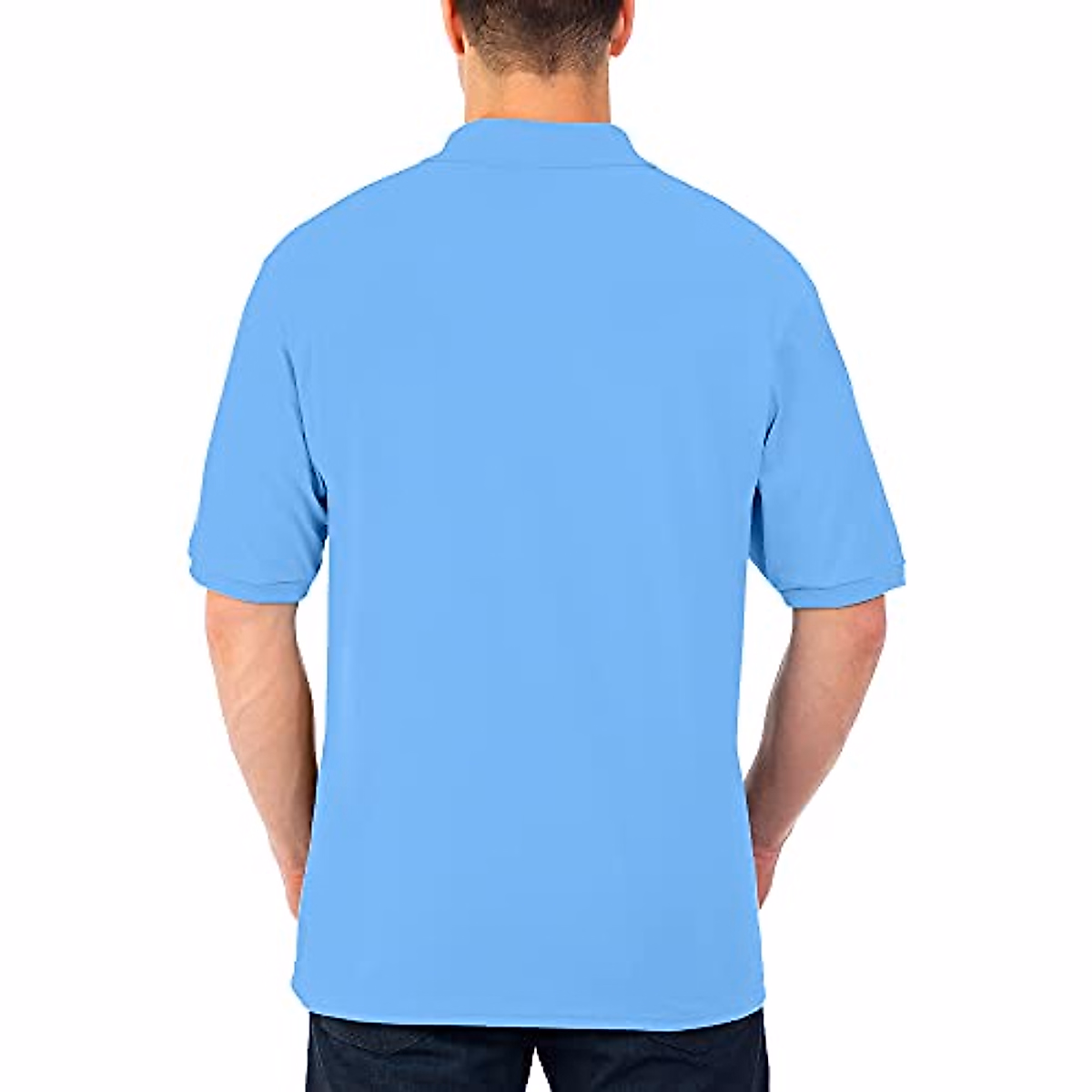 Jerzees Men's SpotShield Stain Resistant Polo Shirts (Short & Long, Short Sleeve-Light Blue, Large