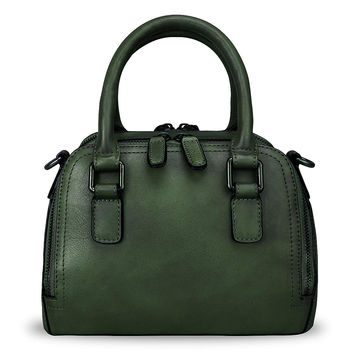 Genuine Leather Handbags for Women Vintage Handmade Top-Handle Handbag Purse Shoulder Bag Cowhide Satchel Bags (Green)