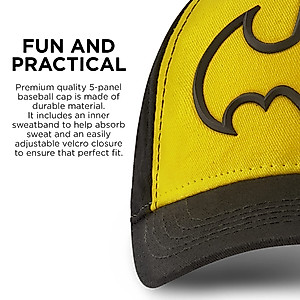 DC Comics Boys Baseball Cap, Batman Adjustable Toddler Hat, Ages 2-4, Black/Yellow