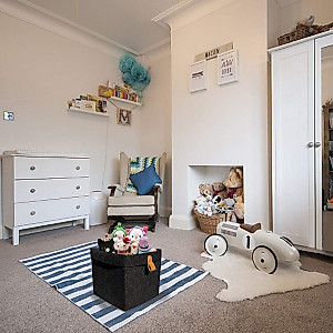 FADDA Felt storage basket, Fabric Cloth Storage Bin Collapsible Organizer Basket with Handle for Cloth Toys Foldable Cloth Bin for Bedroom Playroom Office (Dark Gray)