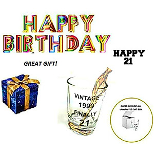 21st Birthday Shot Glass -21st Birthday Gifts- Finally 21 (1999)- 21st Birthday for Him/Her Compliments Birthday Decorations