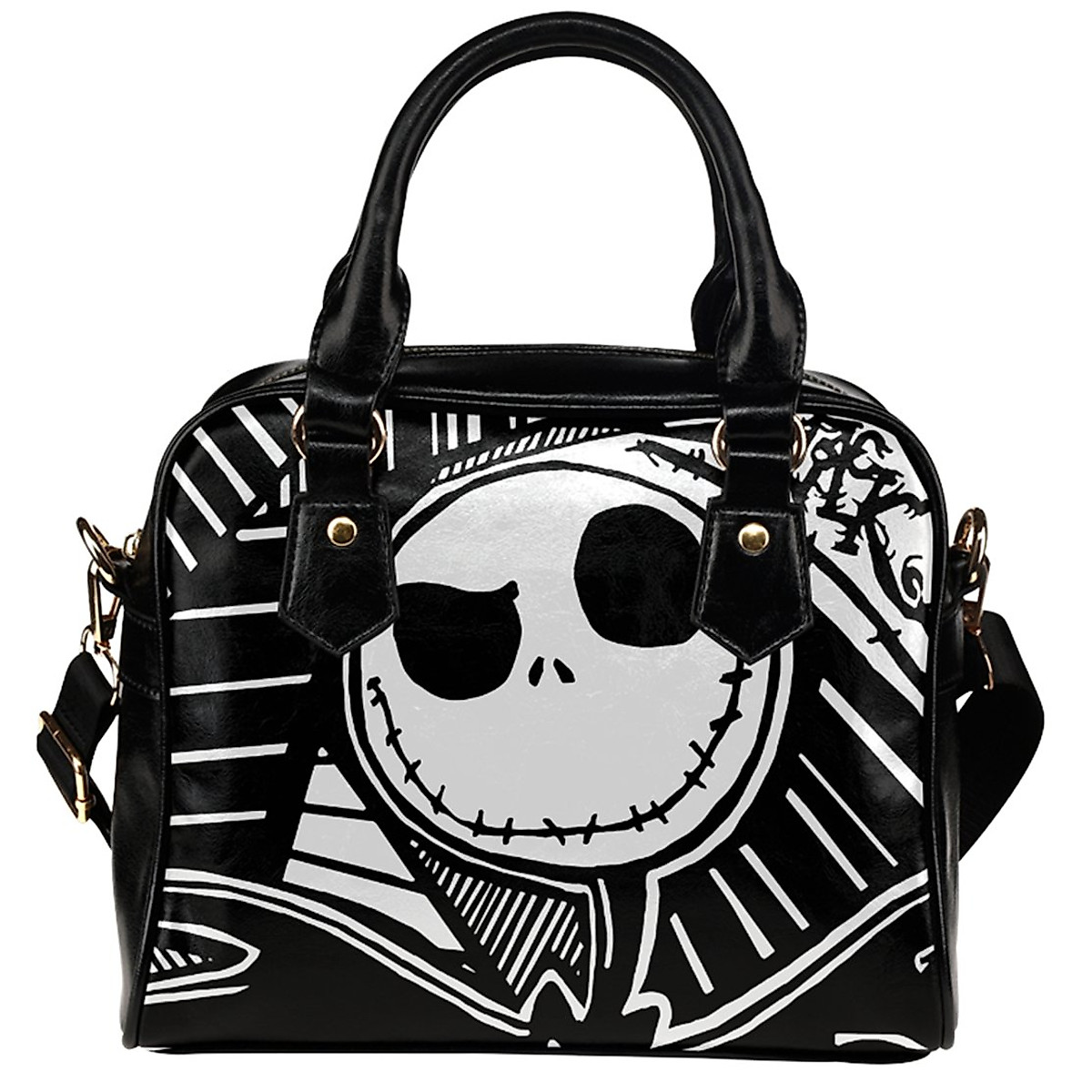High-grade PU Leather Women Shoulder Handbag Crossbody Bags with Jack Skellington Pattern