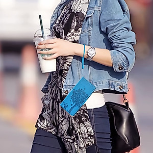 Asuwish Compatible with Oppo Reno 2 Wallet Case and Tempered Glass Screen Protector Flip Purse Accessories Wrist Strap Credit Card Holder Stand Cell Phone Cover for Reno2 2019 Women Men Blue