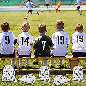 Shappy 18 Pieces Soccer Print Non Woven Bags Soccer Drawstring Bags Large Treat Candy Goodie Present Bags for Birthday Party Favors, 10 x 12 Inch (Soccer)