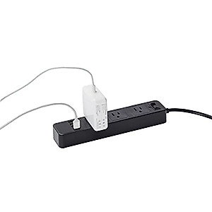 2 Prong Power Strip Surge Protector with 3 Outlet 4 USB, Two Prong Power Cord 6.6 FT Extension Cords for Non-Grounded Outlets Black