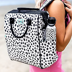 Swig Life Packi Backpack Cooler, Portable, Lightweight, Leak Proof Lining & Waterproof Beach Backpack with Padded Shoulder Straps, Magnetic Snap Pockets & New and Improved Dual Zipper (Luxy Leopard)