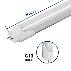 jimwhen 2Pack 2FT LED Tube Light Bulbs, Ballast Removed, 9W, 5000K Daylight White 2000LM,T8 Fluorescent LED Bulb Replacement, G13 Lighting Fixtures for Garage Closet