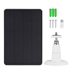 Solar Panel Charger -Weather Resistant, 4W 5V Solar Panel Wall Mounting Low-Power Solar Charging Panel Waterproof for Doorbell Security Camera,Bird Feeder Camera etc. with 300cm Cable Bracket