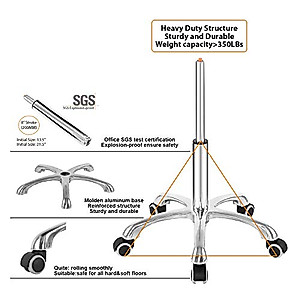 Nazalus Rolling Swivel Stool Height Adjustable with Wheels Heavy Duty for Office Home Desk Counter Salon (Black) (Black, Without Footrest)