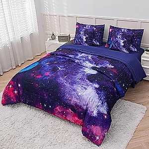 Galaxy Bedding Full Comforter Set for Boys, Bedding Comforter Sets 7 Pieces Full Size Bed Sheets and Comforter Set,Comforter Full Size Set for Boy Girl All Season