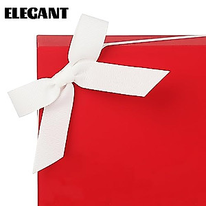 Gift Box with Magnetic Closure Lids for Presents, 8.7x6.7x4 Inch Luxury Collapsible Red Gift Boxes with Ribbon Card for Birthday Party Bridesmaid Valentine Christmas, FSC & BRC Certified Material