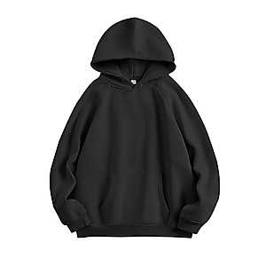 ANRABESS Women Oversized Hoodies Long Sleeve Fleece Basic Pullover Sweatshirts 2024 Fall Trendy Y2K Outfits Black Small