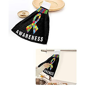 Autism Awareness Kitchen Hand Towels, 18x14 Inches Water Absorbent Hand Towel for Kitchen Decoration, Set of 2 Polyester Soft Hand Towels for Bathroom Decor Modern Inspiration Puzzle Pieces