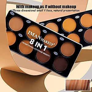 Beteligir 8 Color Powder Contour Palette, Matte Contouring Makeup Kit, Cosmetics Contour and Highlighting Powder Foundation Palette, Contour & Bronzer, Light to Medium, Vegan & Cruelty-Free (01)