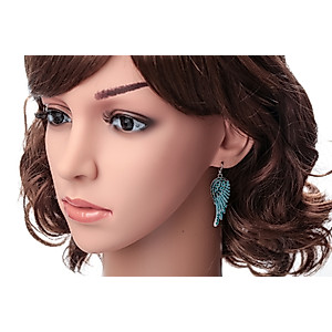 Szxc Women's Crystal Guardian Angel Wings Hypoallergenic Dangle Earrings Biker Jewelry - 2 1/4 inch…