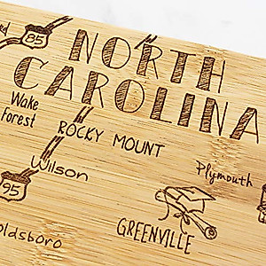 Totally Bamboo Destination North Carolina State Shaped Serving and Cutting Board, Includes Hang Tie for Wall Display